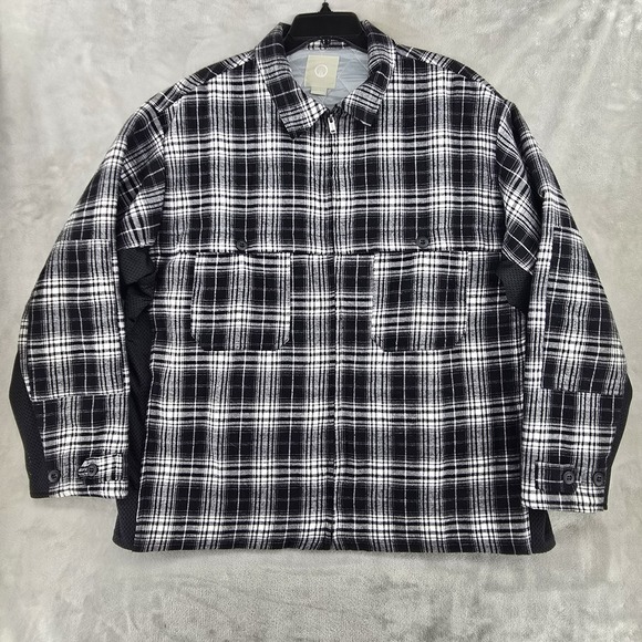 Jackets & Coats | Unknwn Mens Shacket Xl Black Plaid Flannel Quilted ...